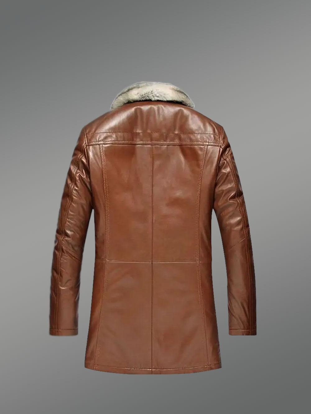 Authentic Shearling Coat in Brown With Silver Fox Fur Highlight