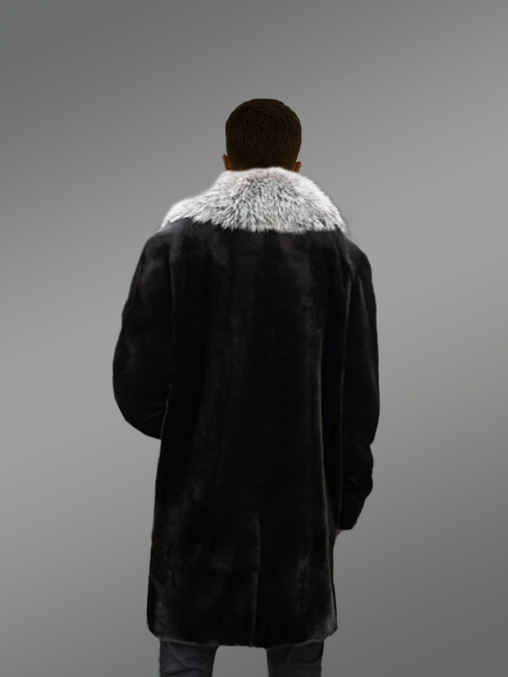Men Full Skin Mink Fur Coat with Striking Collar