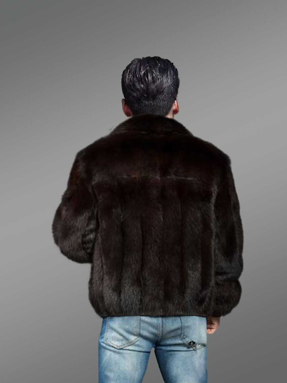 Full Skin Mink Fur Bomber Jacket for Men