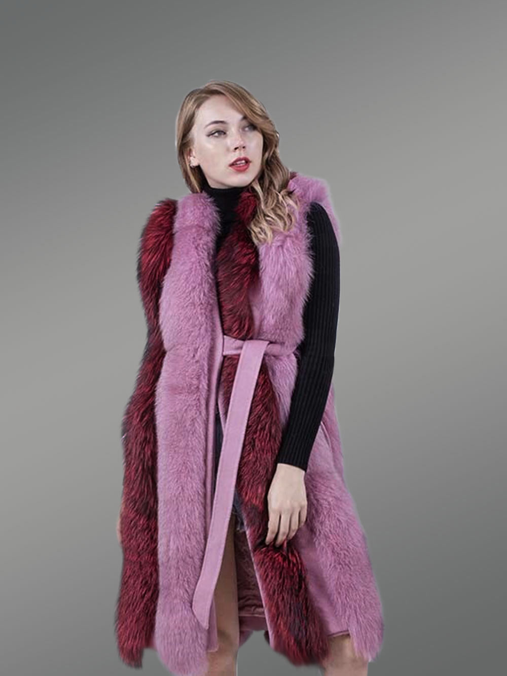 Long Fox Fur Vest for Women