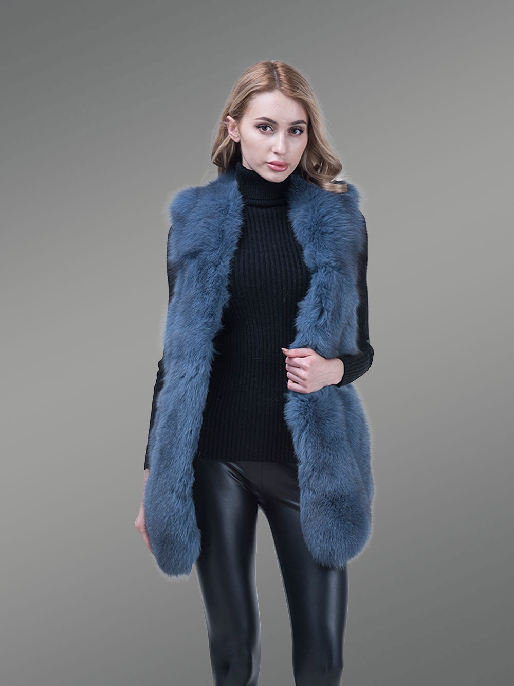 Blue Sleeveless Vest For Women