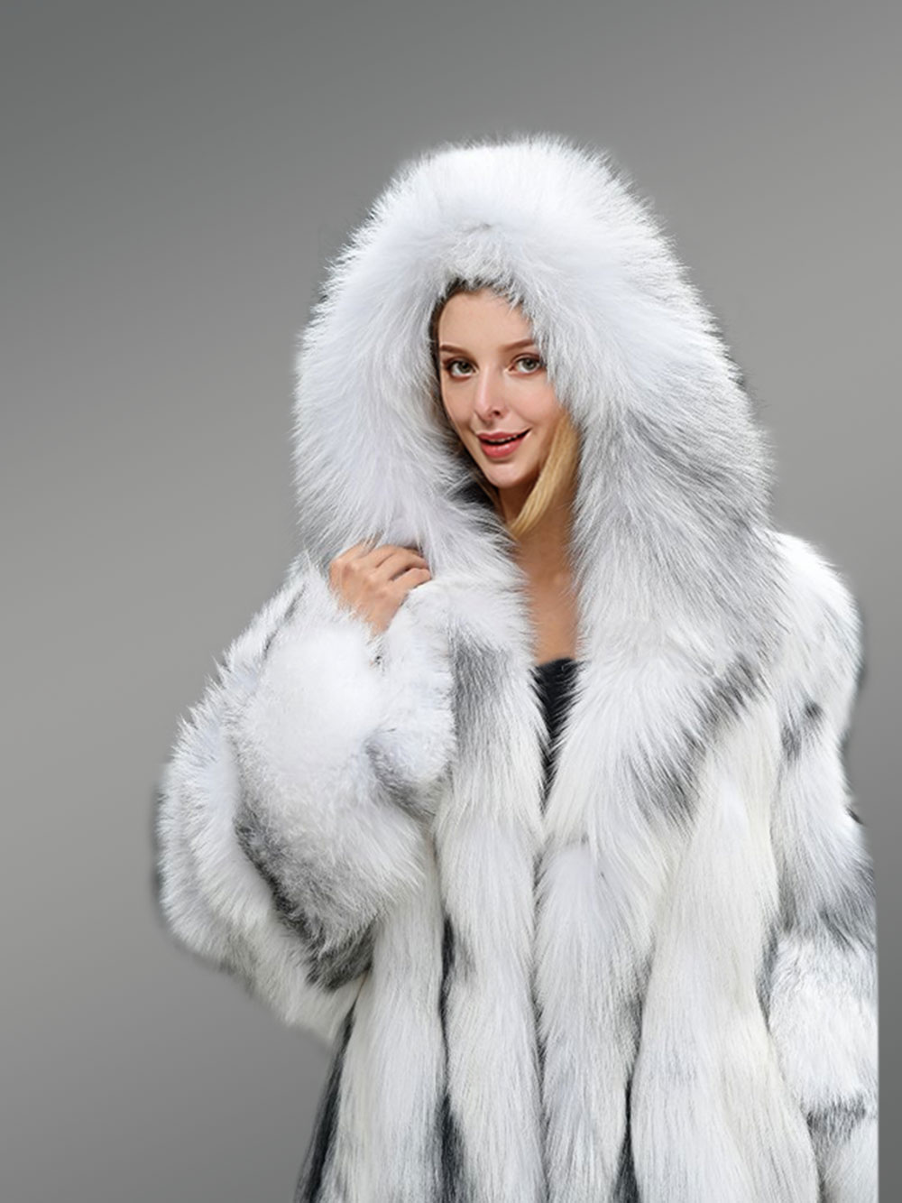 Cross Fox Fur Long Coat For Women