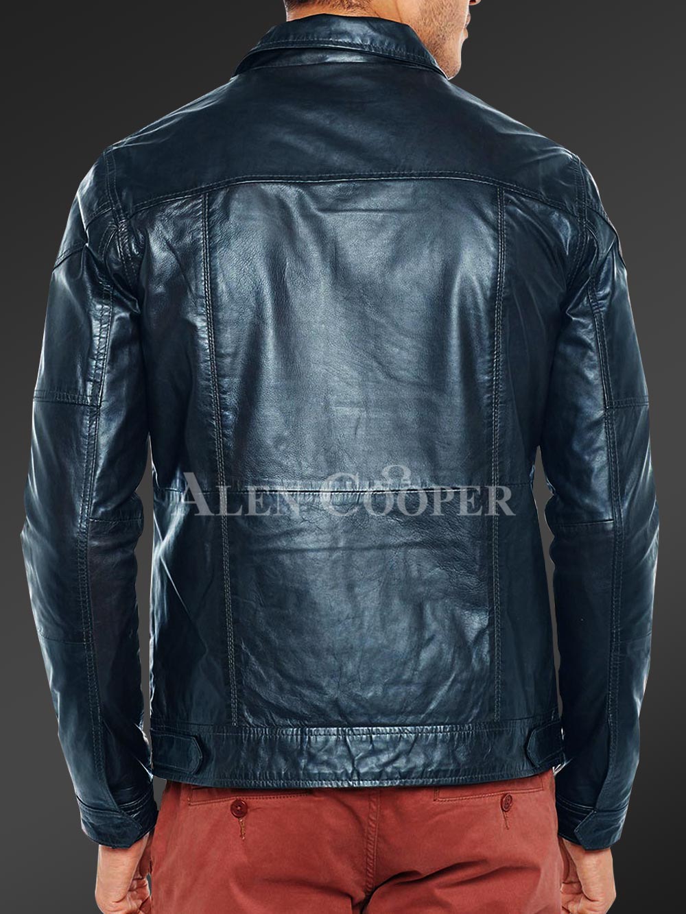 Luxury super shiny real leather jacket for men