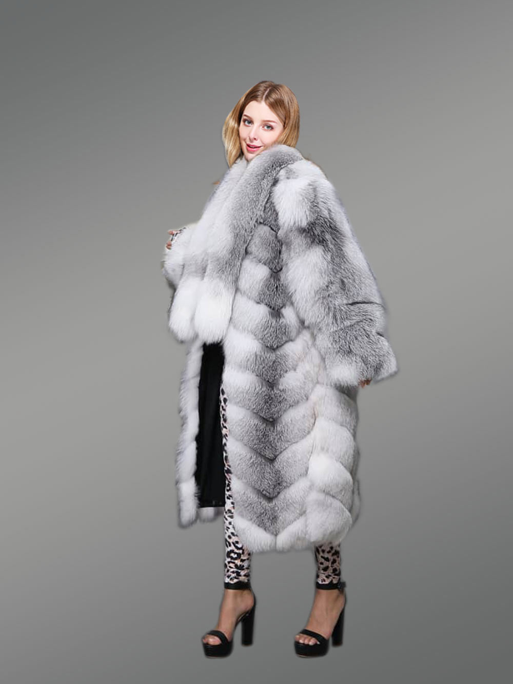 Original Cross Fox Fur Long Coat