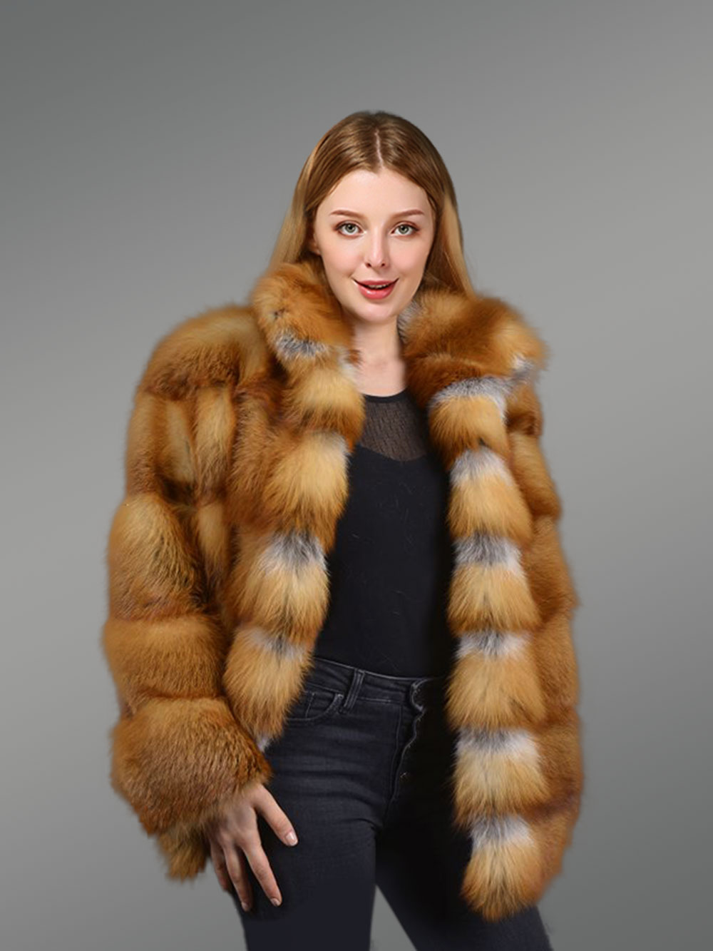 Red Fox Fur Womens Coat Looks Brilliant & Feels Ultra Soft