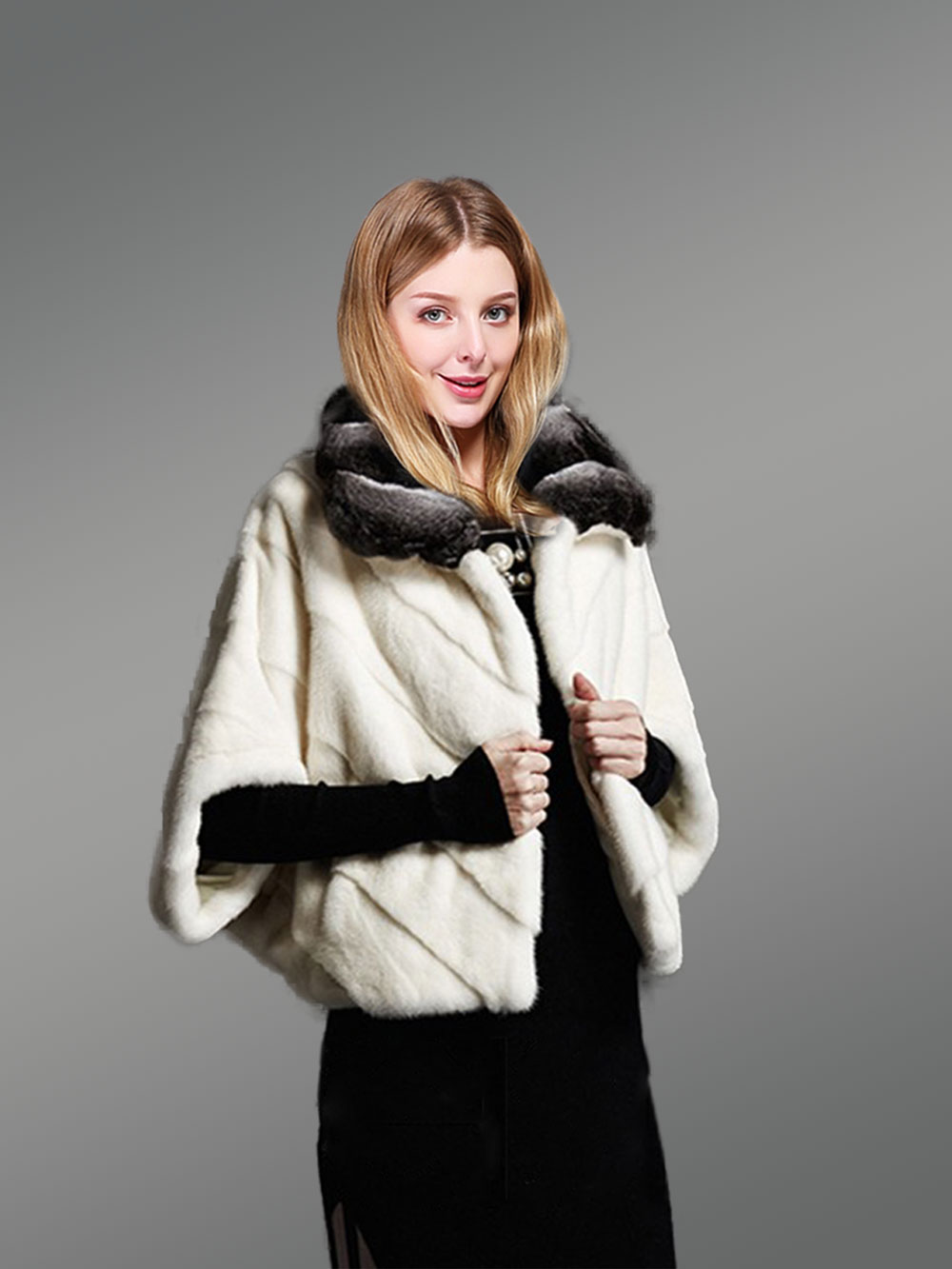 White cropped mink fur dressing item for ladies to renew fashion trends