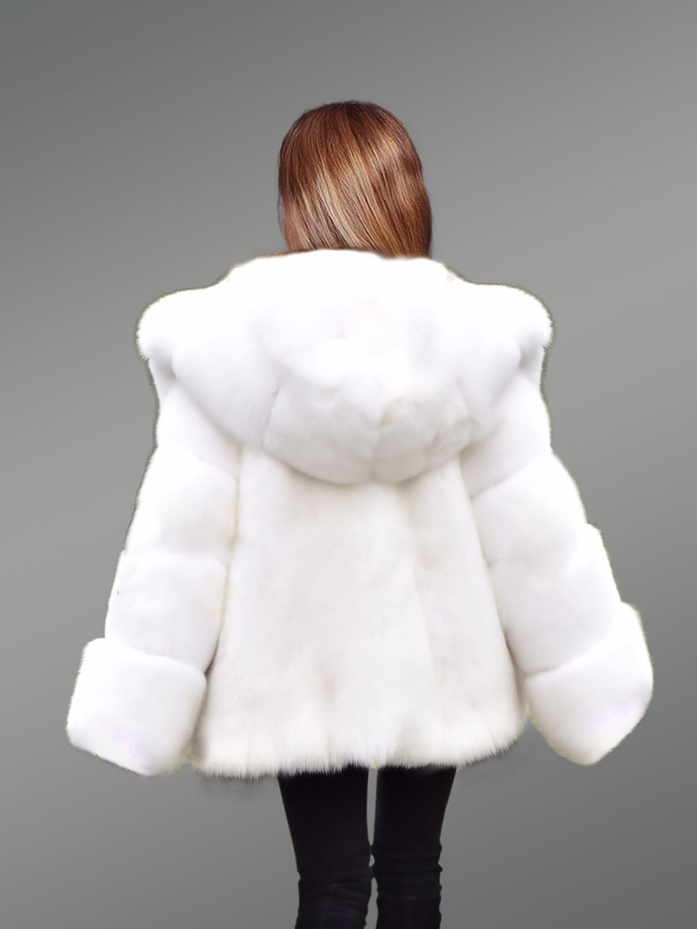 Fox Fur White Coat with Hood for A Graceful Look This Winter