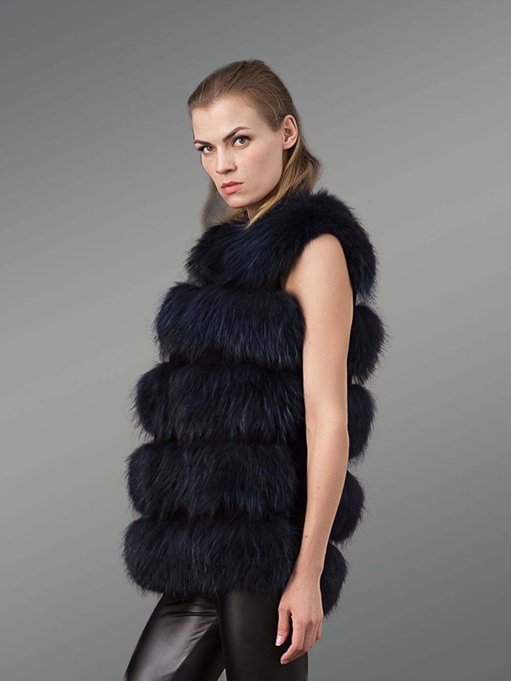 Chic and tasteful authentic fox fur winter vests for stylish divas