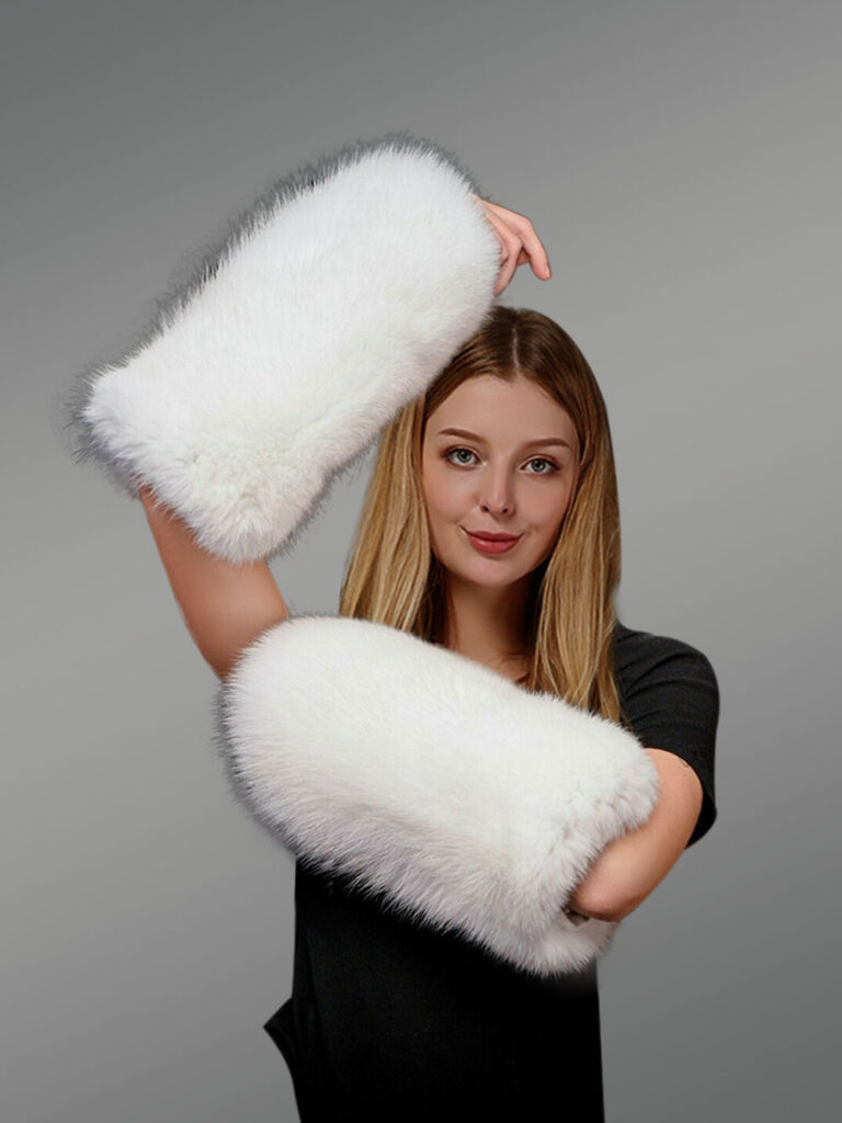 Fox Fur Hand Warmer Muffs for Women