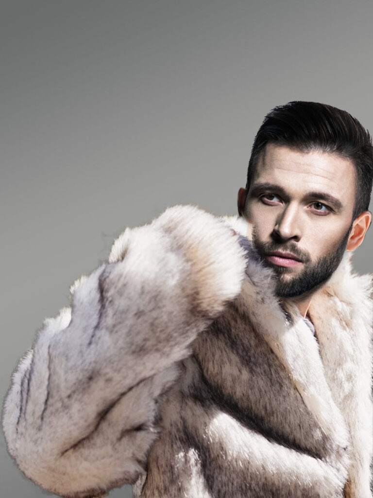 Mens wolf fur jacket